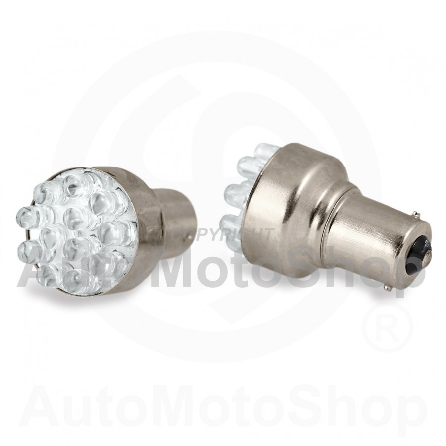LED Auto Spuldze 12V BA15s 12xdiode (balta gaisma) 2gb- NoBrand