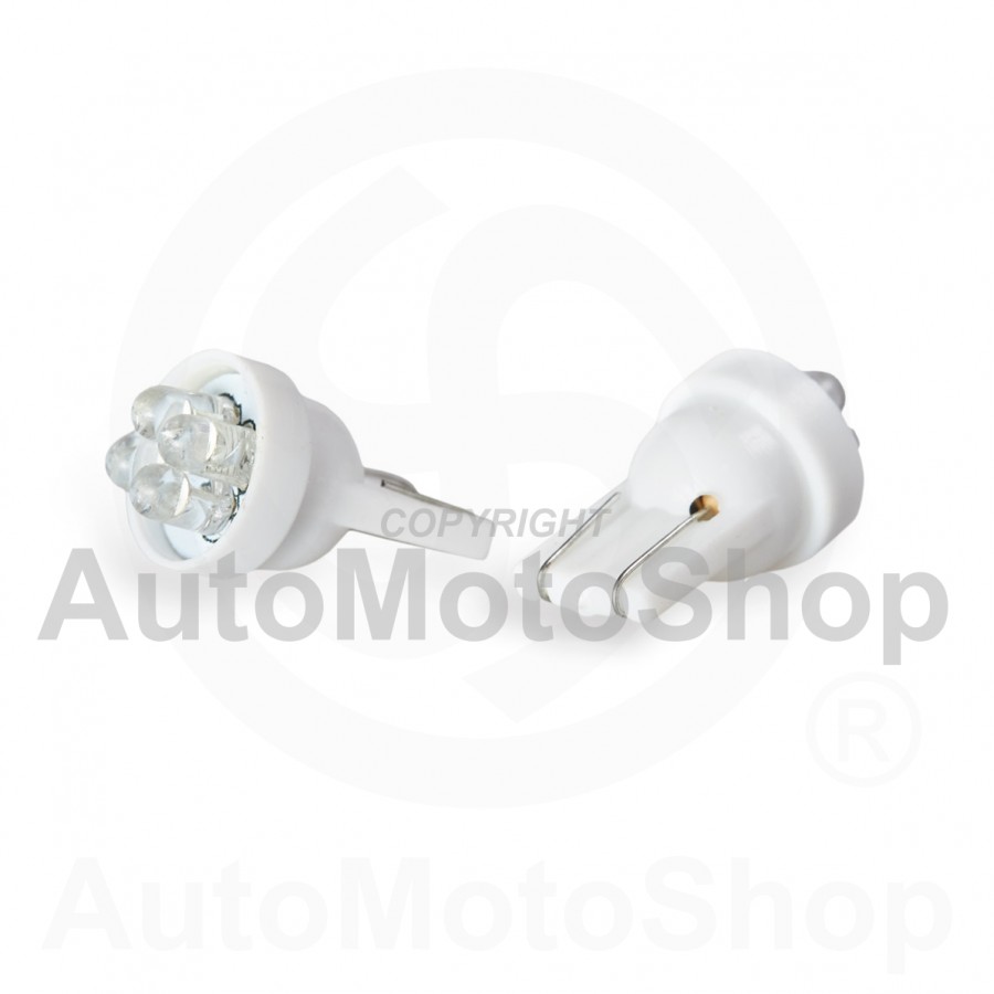 LED Auto Spuldze 12V T10 5W 4xdiodes (balts) 2gb 42173